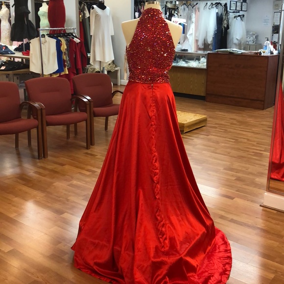 Sparkle | Dresses | Twopiece Red Prom Dress With Rhinestones | Poshmark